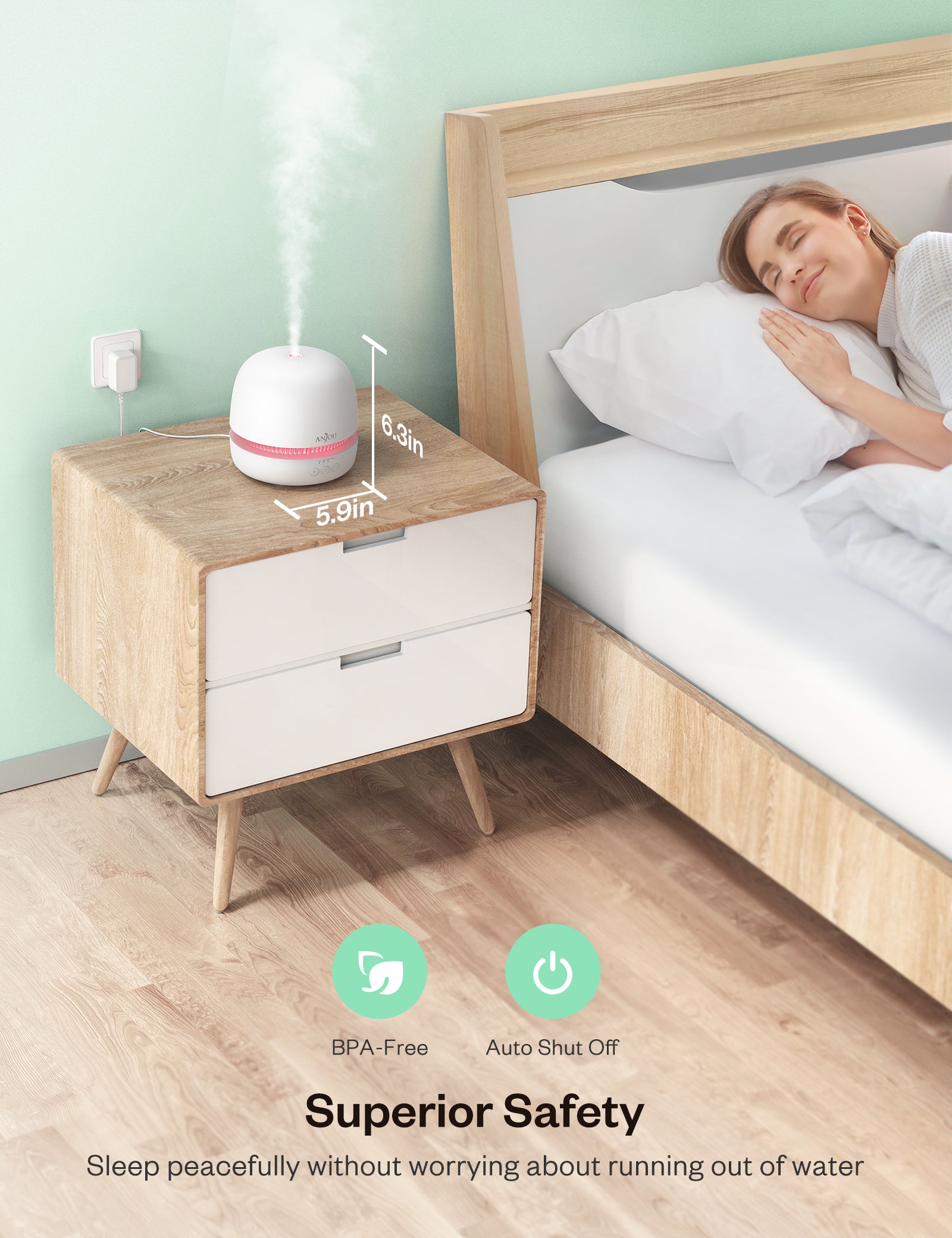 300ml Ultrasonic Aroma Diffuser with Continuous Aromatherapy | Anjou